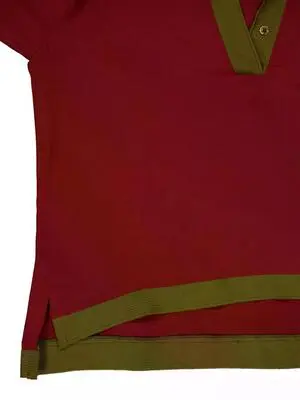 PAULA Long Sleeve Silk Polo Top - Red