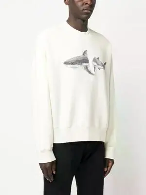 Palm Angels Shark-print Crew-neck Sweatshirt
