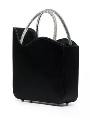 LE SILLA Micro Ivy Satin Bag With Crystal Embellishment - Black