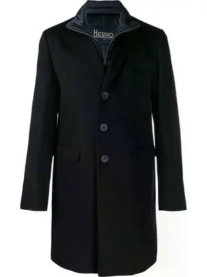 Herno Single-breasted Coat With Quilted Underlay