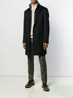 Herno Single-breasted Coat With Quilted Underlay