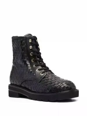 STUART WEITZMAN Mila Woven Leather Lace-up Ankle Boots