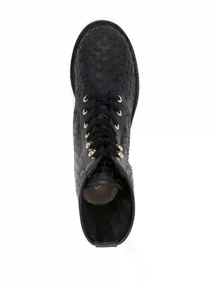 STUART WEITZMAN Mila Woven Leather Lace-up Ankle Boots