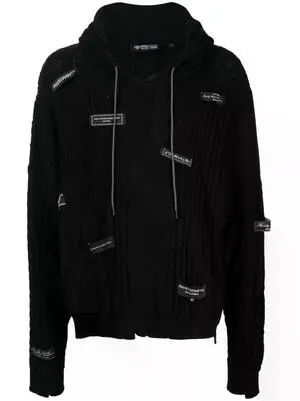 MOSTLY HEARD RARELY SEEN Cotton Cable-link Chain Logo Patches Hoodie - Black