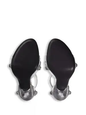 Balenciaga Cagole 110mm Metallic Finish Sandals - Silver