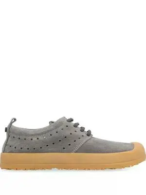VOLTA Suede Low-top Sneakers With Perforated Detailing - Grey