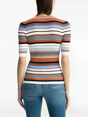 Liu Jo Striped Knit T-shirt With V-neck