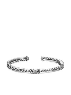 David Yurman Sterling Petite X Station Diamond Bracelet