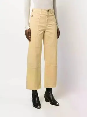 FRAME High-waisted Straight-leg Trousers In Light Yellow - Neutrals