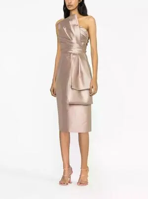 Alberta Ferretti Strapless Draped Midi Dress