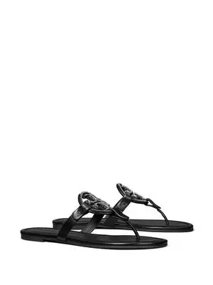 Tory Burch Miller Pavé Leather Flip-flops - Black