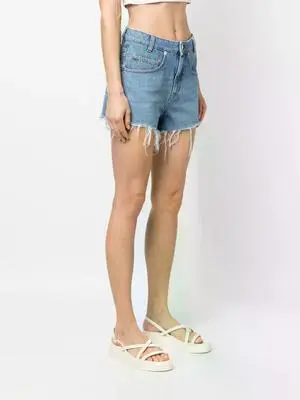 IRO PARIS Mid-rise Frayed Hem Denim Shorts