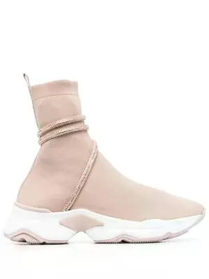 Rene Caovilla Embellished Sock-ankle Sneakers - Neutrals