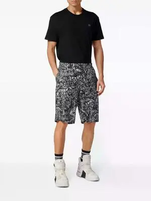 Philipp Plein Tattoo Print Silk Shorts