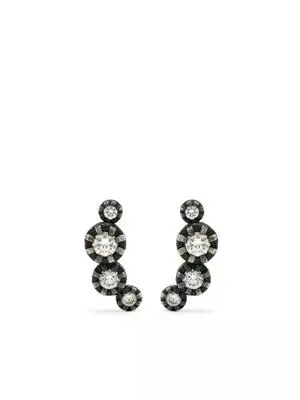LEANDRA 18k Yellow Gold Diamond Climber Earrings - Black