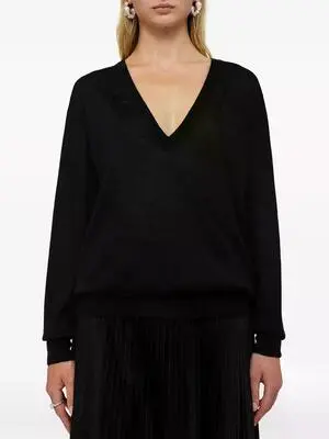 JIL SANDER V-neck Cashmere Top - Black