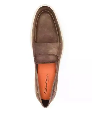 Santoni Suede Loafers With Raised Seam Detail