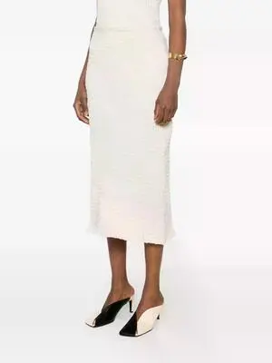 JIL SANDER Cream Cotton Waffle-knit Midi Skirt