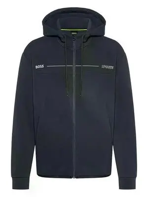 BOSS Logo-print Zip-up Hoodie - Blue