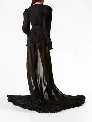 Philipp Plein Semi-sheer Pleated Maxi Dress