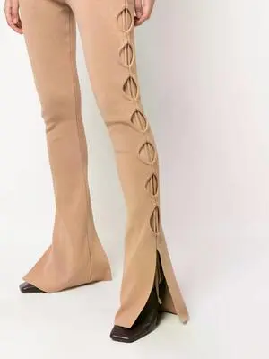 ANDREĀDAMO Cut-out Detail Knitted Flare Pants - Neutrals