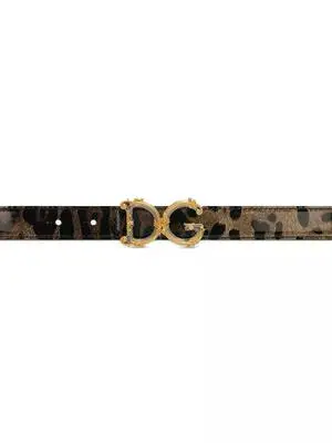 Dolce & Gabbana Leopard-print Dg Buckle Belt