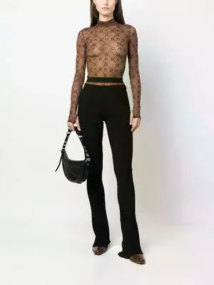 ANDREĀDAMO Cut-out Ribbed-knit Trousers - Black