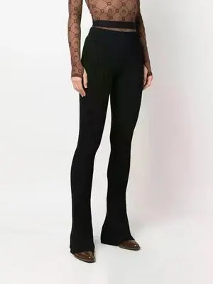 ANDREĀDAMO Cut-out Ribbed-knit Trousers - Black