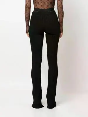 ANDREĀDAMO Cut-out Ribbed-knit Trousers - Black