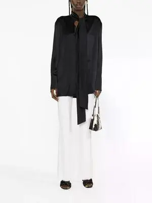 JIL SANDER Pussy-bow Silk-satin Blouse