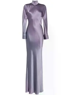 Michelle Mason Long Sleeve Silk Gown