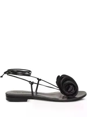 Magda Butrym Floral Appliqué Tie-fastening Sandals - Black