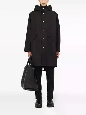 JIL SANDER Logo Print Hooded Parka - Black