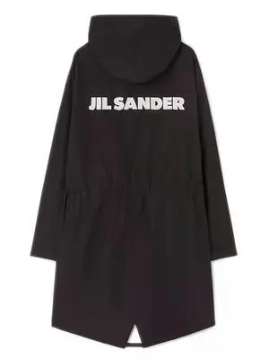 JIL SANDER Logo Print Hooded Parka - Black