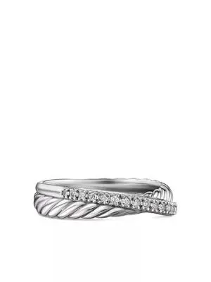 David Yurman Sterling Crossover Cable Diamond Ring - Silver