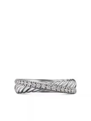 David Yurman Sterling Crossover Cable Diamond Ring