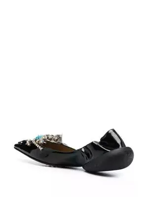 13 09 SR Crystal-embellished Pointed Ballerina Shoes