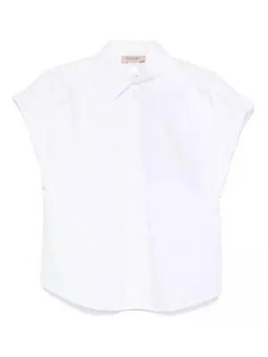 TWINSET Poplin Shirt With Pleat Detailing And Turn-up Cuffs