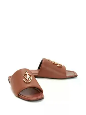 JW Anderson Anchor Logo Plaque Leather Flat Sandals