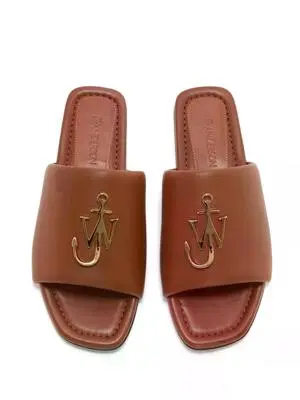 JW Anderson Anchor Logo Plaque Leather Flat Sandals