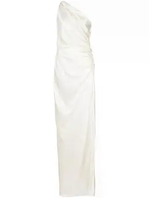 Michelle Mason One-shoulder Silk Gown - White