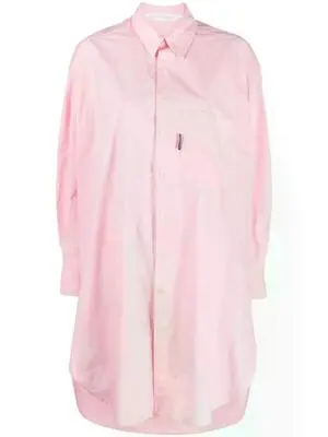 Palm Angels Long Sleeve Shirt Dress - Pink