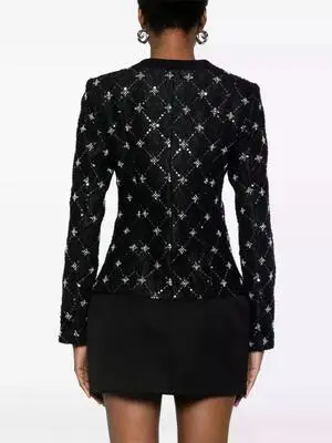NISSA Embroidered Jacquard Jacket With Crystal Embellishments