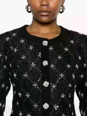 NISSA Embroidered Jacquard Jacket With Crystal Embellishments