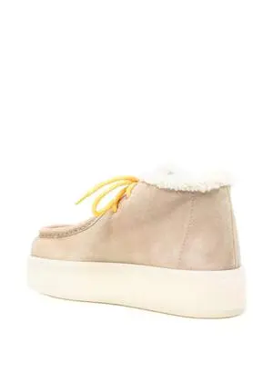 Miu Miu Suede Ankle Boots With Flatform Sole - Neutrals