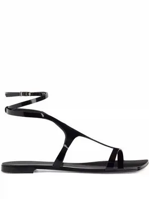 GIUSEPPE ZANOTTI Patent Leather Square Toe Ankle Strap Sandals