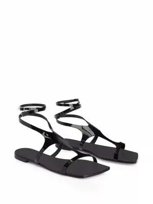 GIUSEPPE ZANOTTI Patent Leather Square Toe Ankle Strap Sandals