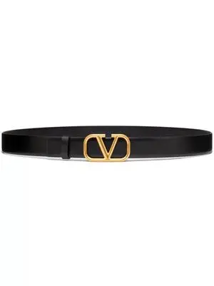 Valentino Garavani Vlogo Signature Leather Belt - Black