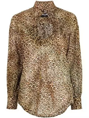 Dsquared2 Leopard Print Cut-out Blouse