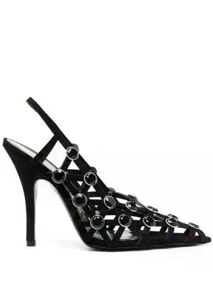Attico Embellished Suede Slingback Pumps